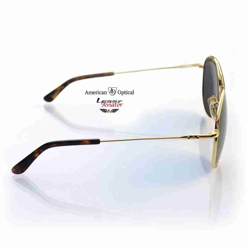 AO American Optical General Pilot Sunglasses - Gold Gray